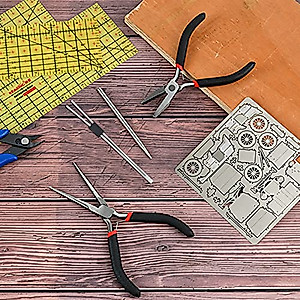 Worldity 10 Metal DIY Model Kit Tool, Metal DIY Model Tool Set, Includes Tab Edge Cylinder Cone Shape Bending Assist Tools, Pliers and Metal Tweezers for 3D Metal Jigsaw Puzzles Model Basic Building