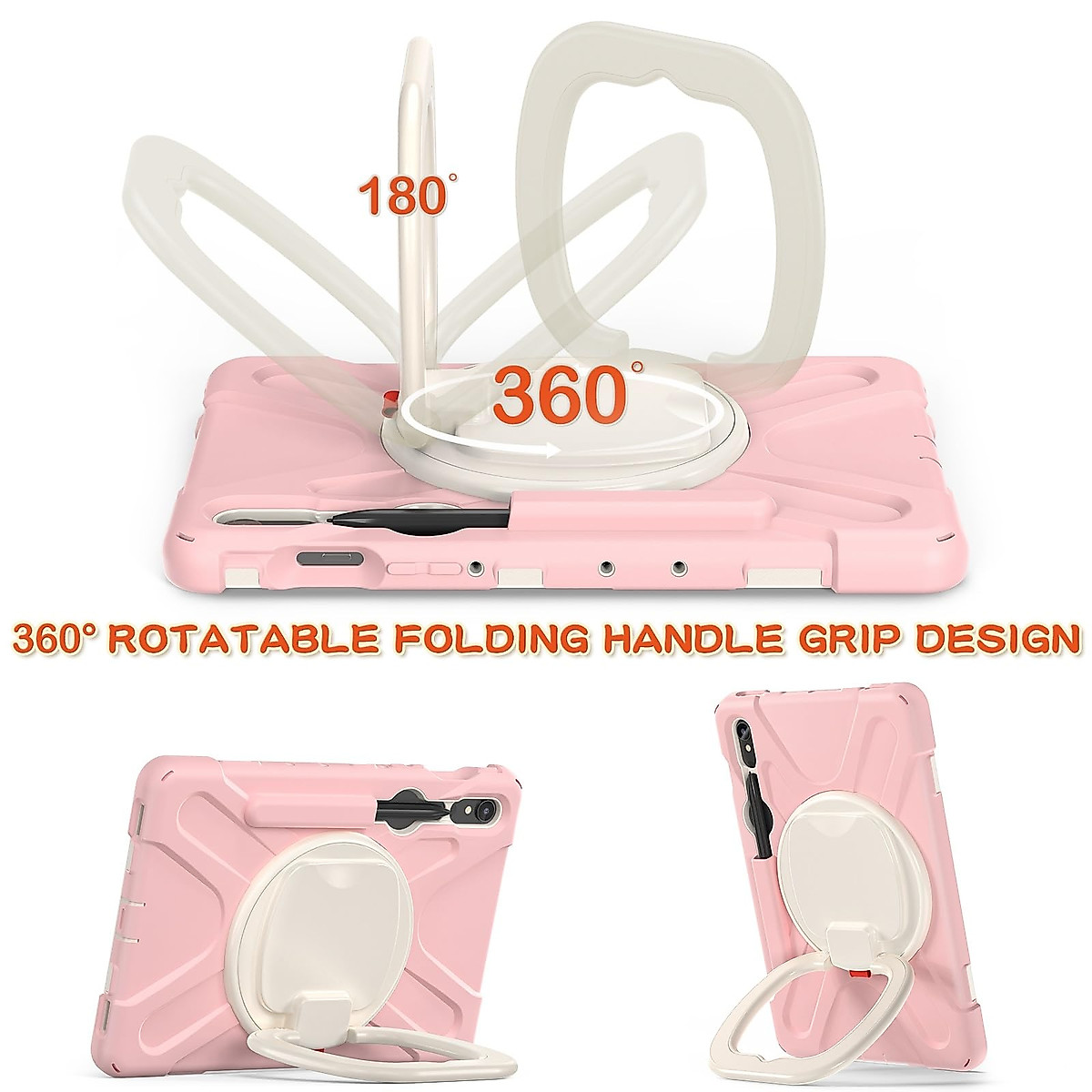 Tablet Protective Case Shockproof Heavy Duty TPU Case Compatible with Samsung Galaxy Tab S9 11 Inch 2023 X710/X716B/X718U,Rotating Kickstand Handle Shoulder Strap,Protective Cover Drop-Proof Shock-Pro