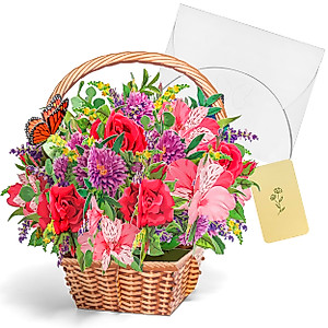 3D Pop Up Flower Bouquet Card - Unique life size Floral Greeting Card for Birthday, Mother’s Day, Valentines Day, Appreciation card, Get Well soon - for Mom, Madre, Sister, Grandma, Best Friend
