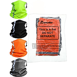 4 Pcs Visibility Reflective Neck Gaiter Winter Fleece Neck Scarf Thermal Face Scarf Neck Scarf with Drawstring for Men Women (Multicolor)