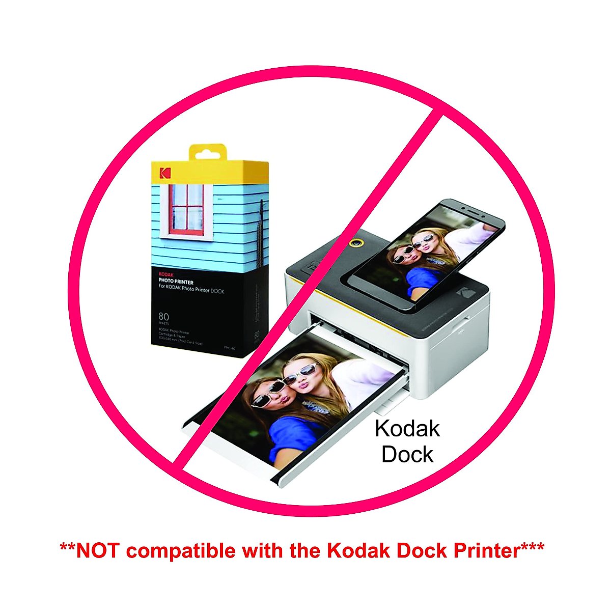 KODAK Photo Paper Gloss 4 X 6 SNAPSHOT 100 count, 48lb-180 g/m 2-8.5MIL (41305) **THIS PRODUCT IS NOT COMPATIBLE WITH THE KODAK DOCK PRINTER**"
