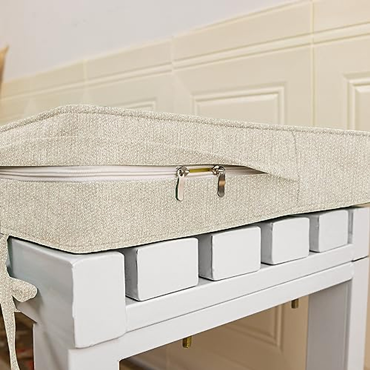 ROFIELTY Bench Cushion Double Piping Bench Cushions for Indoor Furniture with Adjustable Straps Window Seat Cushions Indoor Piano Bench Cushions (45x18x3, Cream Color)