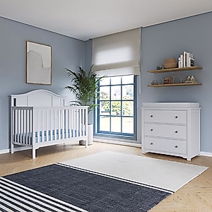 Child Craft Cottage Arch Top 4-in-1 Convertible Crib, Baby Crib Converts to Day Bed, Toddler Bed and Full Size Bed, 3 Adjustable Mattress Positions, Non-Toxic, Baby Safe Finish (Matte White)