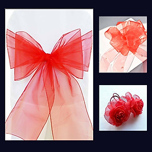 GAKA Red Organza Wired Sheer Ribbon 1.5 inch for Gift,Floral,Craft Decoration, 50 Yard Roll