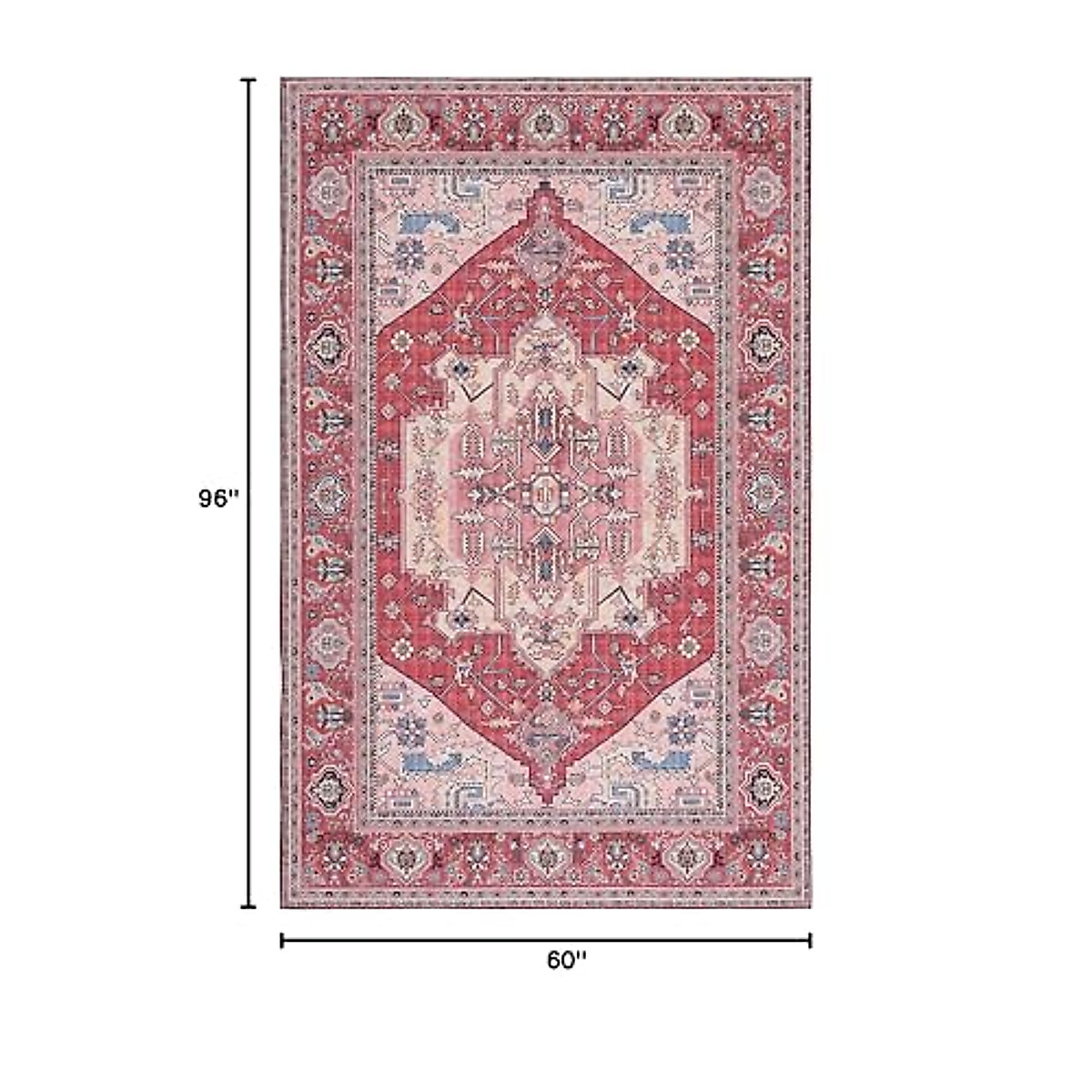 SAFAVIEH Tucson Collection Area Rug - 5' x 8', Red & Pink, Persian Design, Non-Shedding Machine Washable & Slip Resistant Ideal for High Traffic Areas in Living Room, Bedroom (TSN139R)