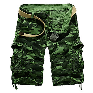 HODZAIW Mens Camo Cargo Shorts Cotton Loose Fit Outdoor Cargo Shorts Lightweight