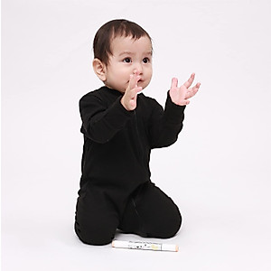 GLEAMING GRAIN Baby Boys Sleep and Play Black 12 Months Baby Cotton Sleeper Zip Front Footed Pajamas Black 9-12 Months 2PCS
