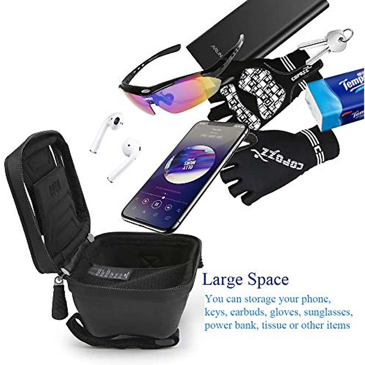 Bike Phone Mount Bag, Waterproof Bicycle Cycling Top Tube Handlebar Phone Holder Pouch Front Frame Storage Bag for iPhone 11 12 13 Pro Max, Galaxy S22 S21 Ultra S20 FE A12, Google Pixel 6, OnePlus 9 8