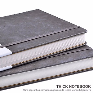 Thick Classic Notebook with Pen Loop - A5 College Ruled Hardcover Writing Notebook with Pocket + Page Dividers Gifts, Banded, Large, 180 Pages, 8.4 x 5.7 in