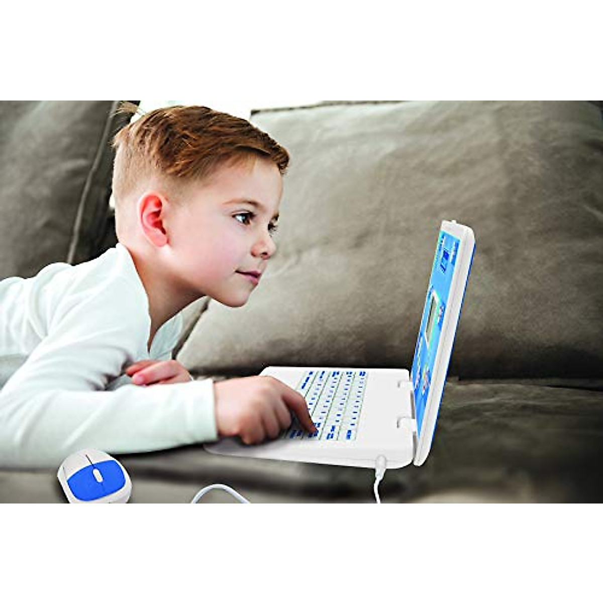 LEXiBOOK JC598i1_01 Educational and Bilingual Laptop French/English-Toy for Children with 124 Activities to Learn Mathematics, Dactylography, Logic, Clock Reading, Play Games and Music