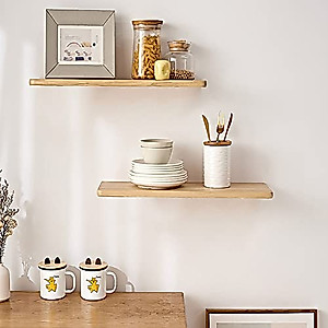 wyewye Floating Shelves Wall Wood Shelves Set of 3, Durable Visible Bracket Wall Shelves Decor for Kitchen, Bedroom, Living and Bathroom Shelves for Wall Decor Floating Bookshelf