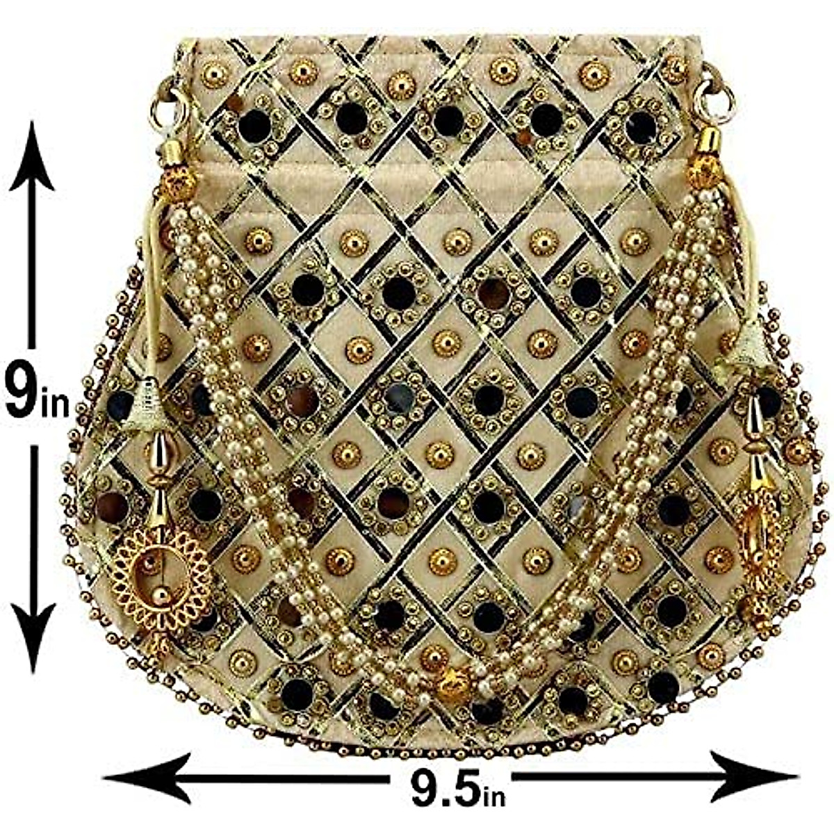 Gold Potli Wristlets Ethnic Potli For Women's | Designer Rajasthani Style Royal Clutch Silk Batwa | Zari Work Potli | Bridal Potli | Potli Bags