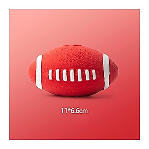 Pet chew Toys Pet Dog Toys Latex Relieve Boredom Vocalization Interactive Teething Tearing Bite Resistant Rugby Ball Tennis Ball Pet Toys (Color : Red Football)