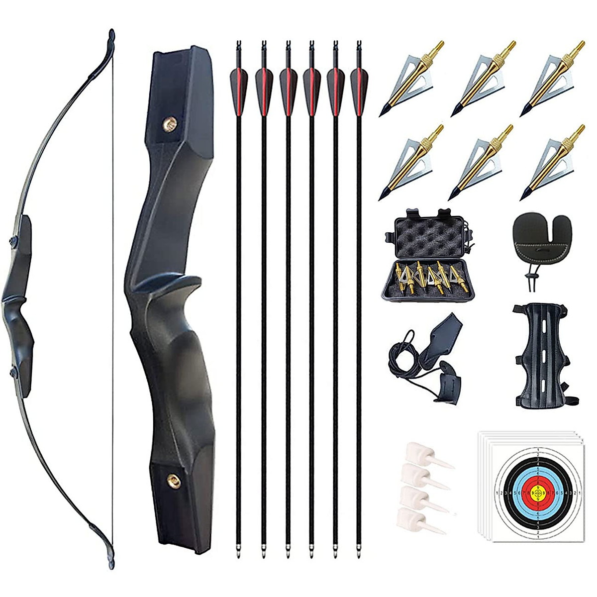 Monsour Archery 53" Takedown Recurve Bow and Arrows Set for Adults Right Hand Longbow Kit Straight Bow for Beginner Shooting Practice 30 40lb (40lb)