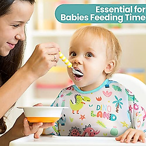 Yahenda 10 Packs Long Sleeve Baby Bibs Waterproof Sleeve Bib Baby Smock for Eating Soft Toddler Bib Baby Feeding Bib for 6-24 Month((Cute Style))