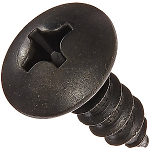 Small Parts 1412APTB Steel Sheet Metal Screw, Black Oxide Finish, Truss Head, Phillips Drive, Type A, #14-10 Thread Size, 3/4" Length (Pack of 50)