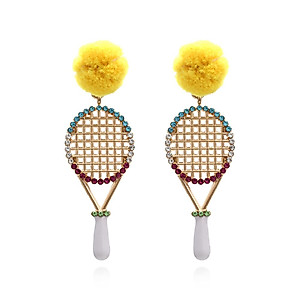Tennis Racket Dangle Drop Earrings Tennis Racket Jewelry for Women Crystal Earrings for Women