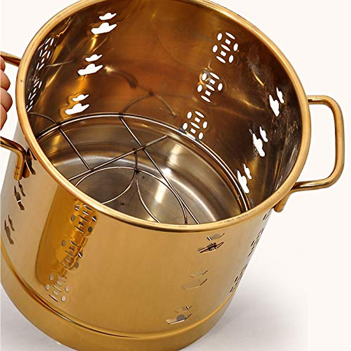 QILIN Stainless Steel Incinerator, Portable Burning Barrel, Used in Gardens, Terraces, Indoors, can Incinerate Waste, Garbage, Paper, Leaves, 5 Sizes, Gold
