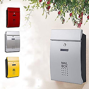 LIRONGXILY Mailboxes Wall-Mount Mailboxes Mailbox Outdoor Wall-Mounted European Villa Outdoor Community Household Mailbox Stainless Steel Mailbox Complaint Suggestion Box (Color : Silver)