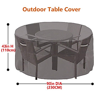 YChao Round Garden Furniture Covers Round Garden Table Covers 210D Waterproof Windproof Weatherproof Outdoor Patio Circular Table Cover,Black,230 x 110 cm