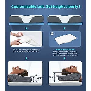 Adjustable Cervical Pillow for Neck and Shoulder Pain Relief, 5X Support Memory Foam Pillows for Sleeping, Orthopedic Traction Pillow Odorless, Bed Pillow for Side Back Stomach Sleeper