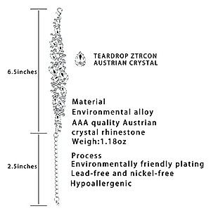 3 Pieces Wedding Bridal Rhinestone Crystal Jewelry Set Statement Necklace Bracelet Teardrop Dangle Earrings Set for Women Girls fit with Bridesmaid Wedding Party Prom Dress Jewelry Set