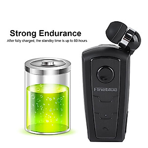 F910 Sports Bluetooth Headset Earpiece Retractable Handsfree Earphone for Phone HD Mic, Phone Headphone Earbud for iOS Android Phones(Black)