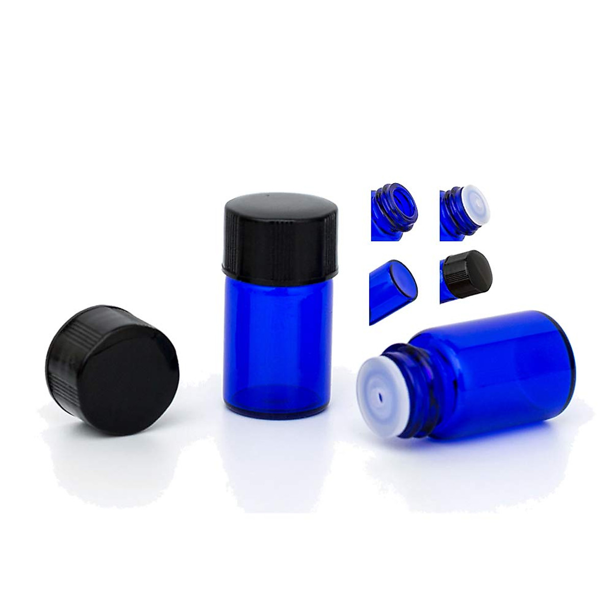 ZEJIA Essential Oil Bottles, 2ML Mini Glass Oil Bottles, 24 Packs Oil Vials Sample Bottles, Anointing Oil Bottles with Black Caps, 2 Droppers