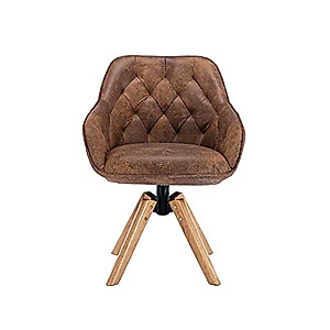 LoLado Swivel Accent Chair, Mid Century Modern Barrel Chair with Wood Legs, Velvet Armchair for Living Room Bedroom Small Spaces(Coffee)
