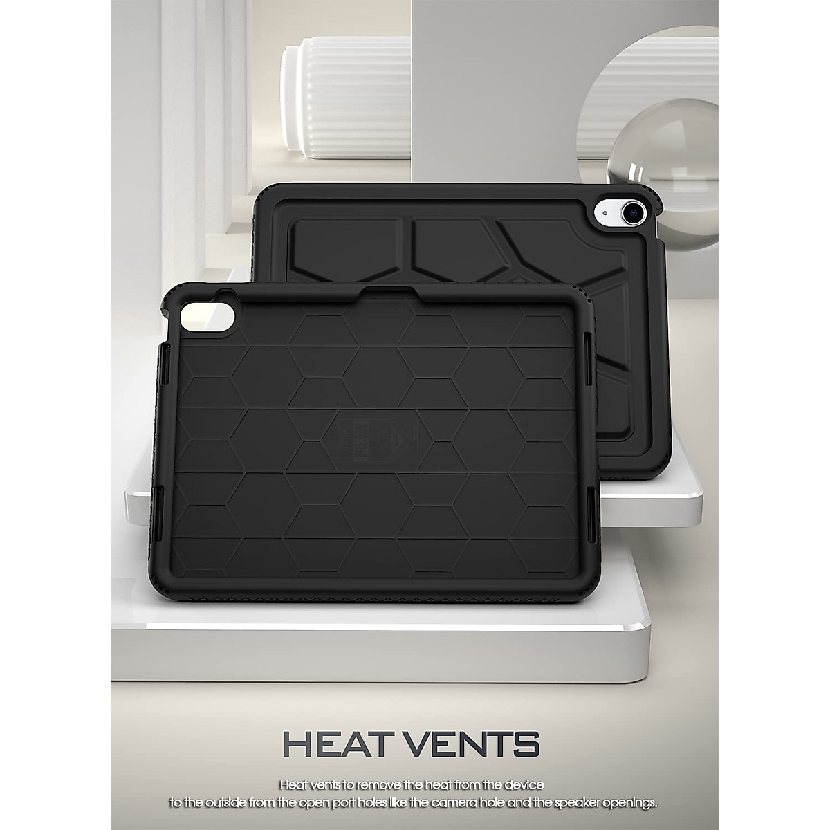 Poetic TurtleSkin Designed for New iPad 10.9 inch 10th Generation (2022) Case, Heavy Duty Shockproof Kids Friendly Silicone Case Cover, Only Compatible with New iPad 10.9 10th Generation, Black