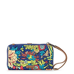 Sakroots Womens Canvas, Large Smartphone Crossbody Bag in Coated Canvas Convertible Purse with Detachable Wristlet Strap I, Royal Flower Power, One Size US