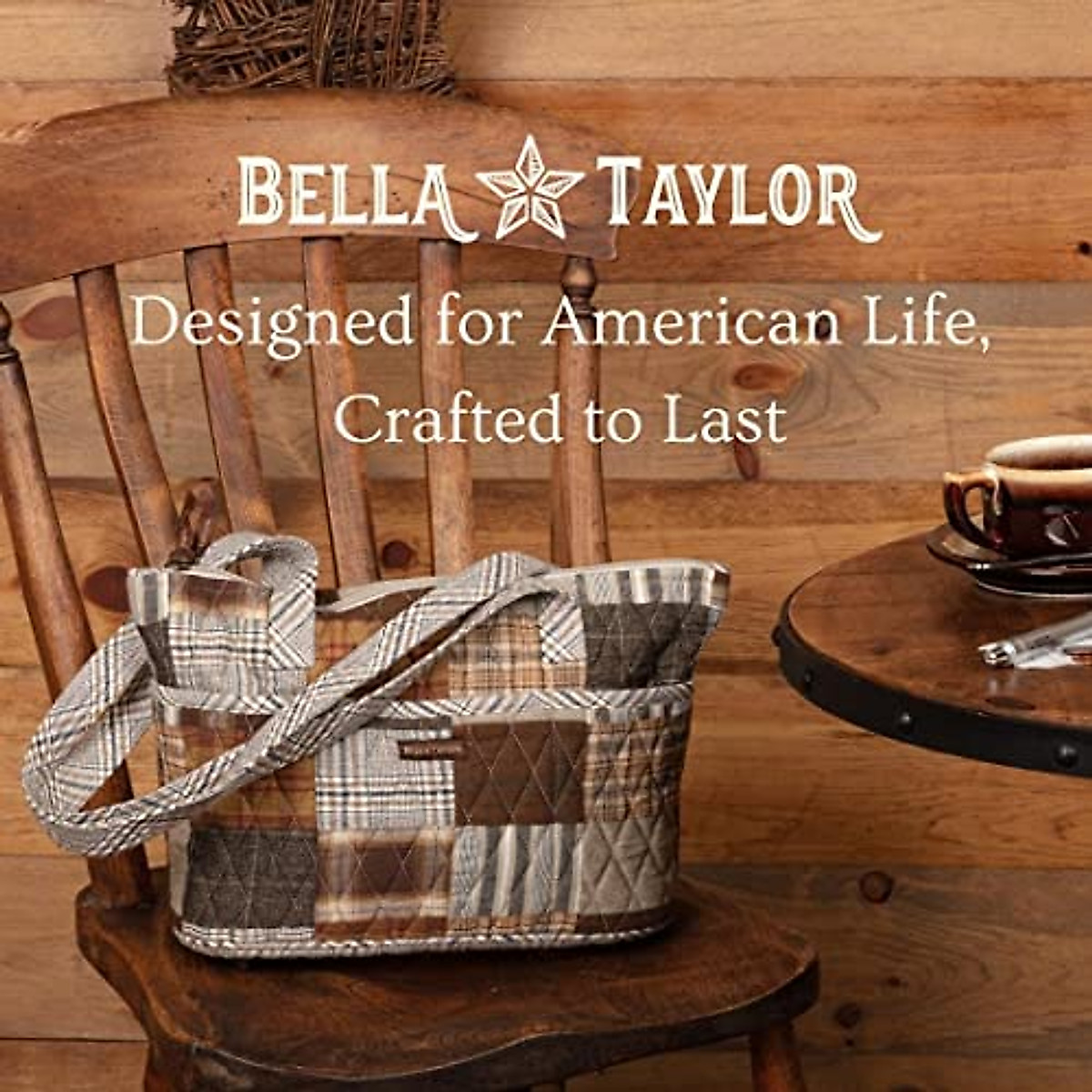 Bella Taylor | Quilted Handbag Purse | 10 Pockets For Organization | Shoulder Carry | Cotton Country Patchwork | Taylor | Rory