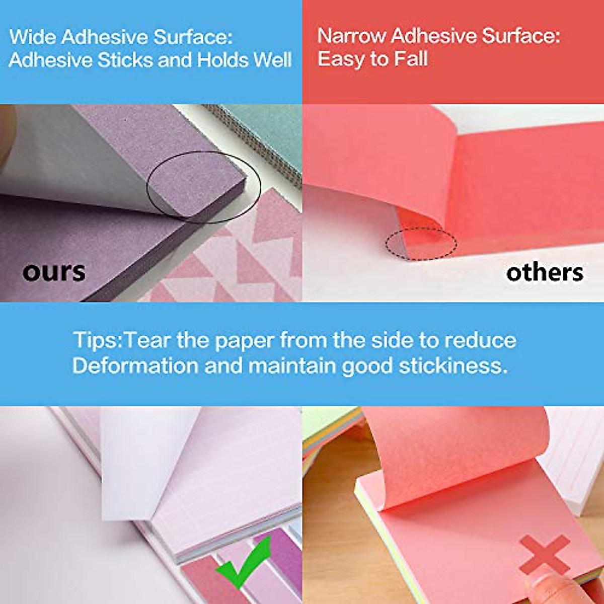Floral Sticky Notes Set, Office Supplies for Women, Cute School Supplies, Colored Divider Self-Stick Notes Pads Bundle, Large and Small Sticky Notes Set Colored Divider Sticky Notes, Flower Theme Desi