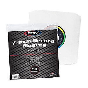 BCW 7 Inch Vinyl Record Paper Inner Sleeves - Angle Cut Corners - White | Pack of 50 | Protective LP Album Sleeves for Vinyl Storage and Preservation | Compatible with 45 RPM Album