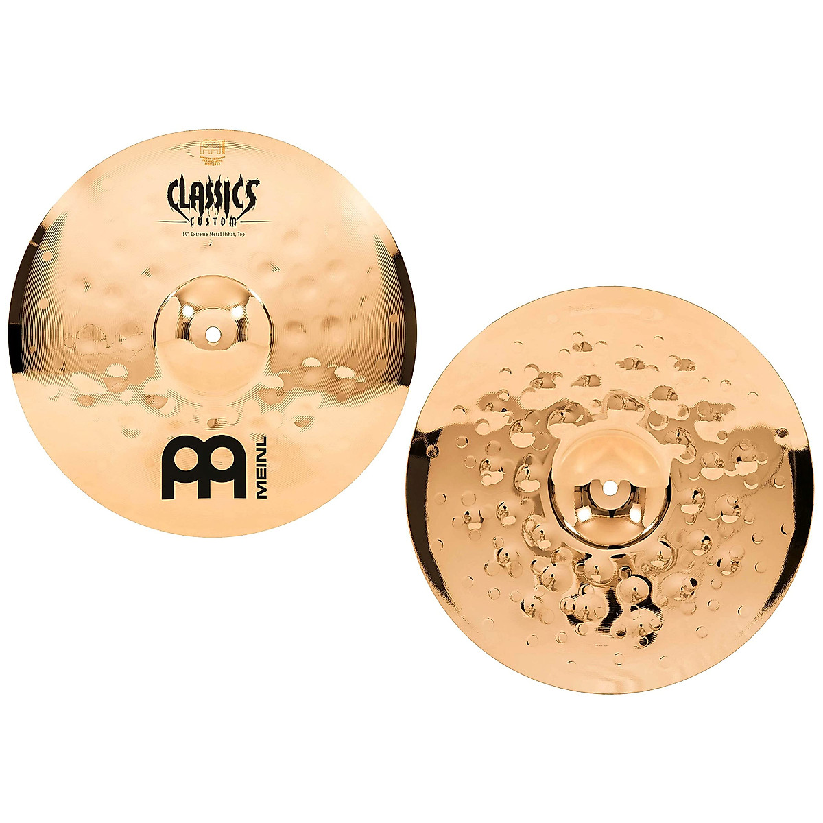 Meinl 14" Hihat (Hi Hat) Cymbal Pair - Classics Custom Extreme Metal - Made in Germany, 2-YEAR WARRANTY (CC14EMH-B)