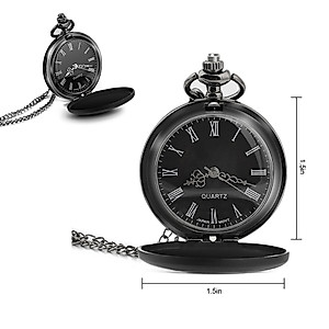Godchoices Personalized Pocket Watch Custom Photo Pocket Watch with Chain for Men/Women Engraved with Any Words, A Great Gift for Father and Boyfriend. (Black)