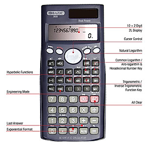 BAZIC Scientific Calculator 240 Function w/Slide-On Case, Engineering Calculators LCD Display, Great for Students and Professionals, Black 1-Pack