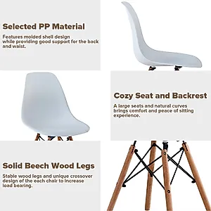 Ufurpie 5 Piece Dining Table Set, 42" Modern Round Dining Table and 4 DSW Chairs, Tulip Style Pedestal Base and Solid Wood Legs, Easy Assembled Dining Table Set for 4