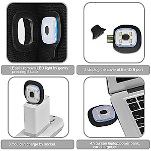 Etsfmoa Unisex Beanie with The Light,Gifts for Kids Boys and Girls Children USB Rechargeable Headlamp Cap Grey