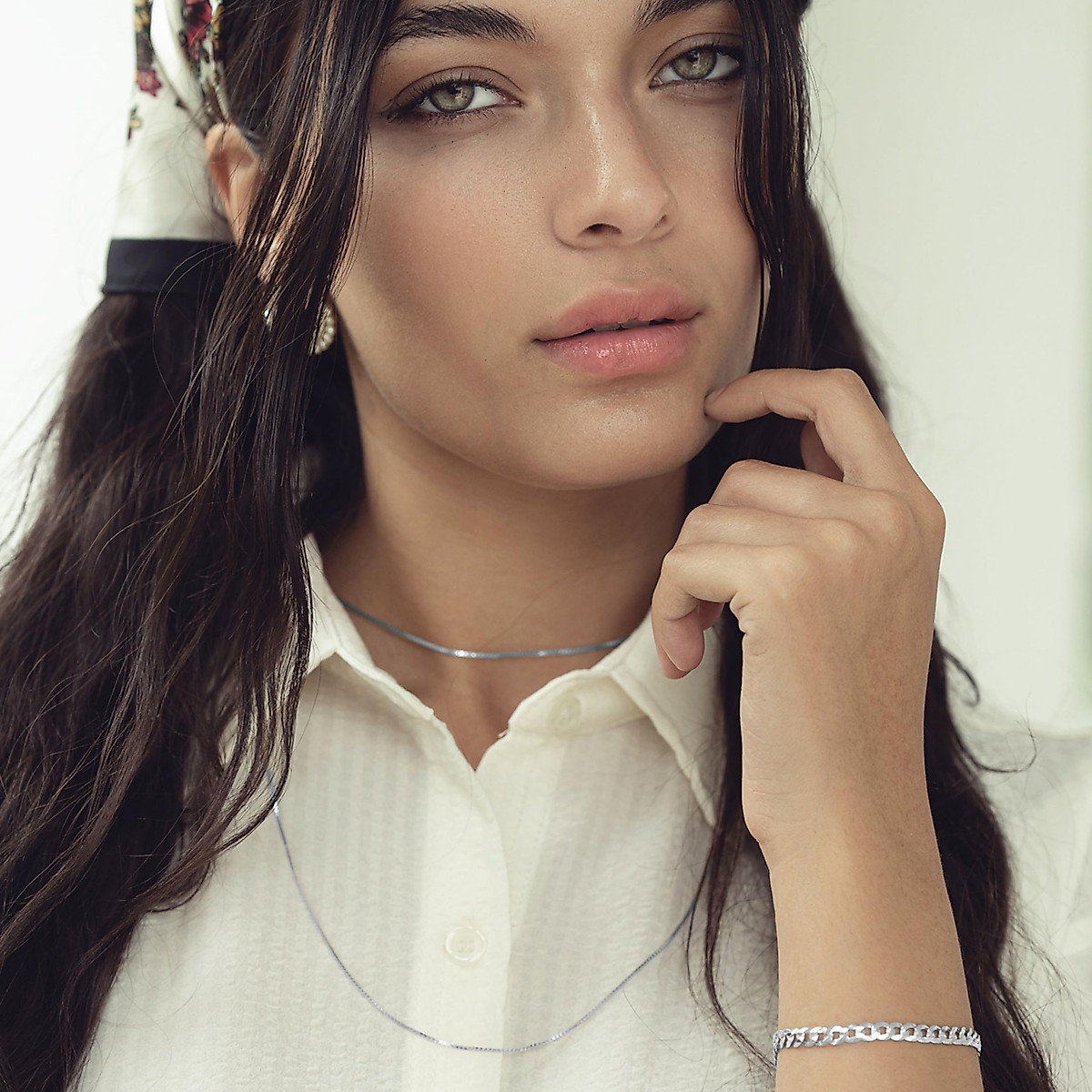 KISPER Silver 8 Sided Snake Chain Necklace –Thin, Dainty, 925 Sterling Silver Jewelry for Women & Men with Lobster Clasp – Made in Italy, 20”