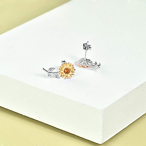 ONEFINITY Sunflower Earrings Sterling Silver Sunflower Stud Earrings for Women