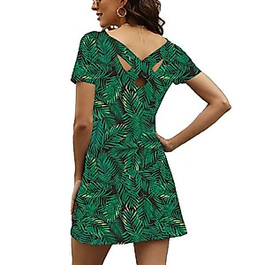 Feager Hawaiian Dresses for Women Tropical Dresses Summer Beach Tshirt Dress Sundress Leaf Green XXL