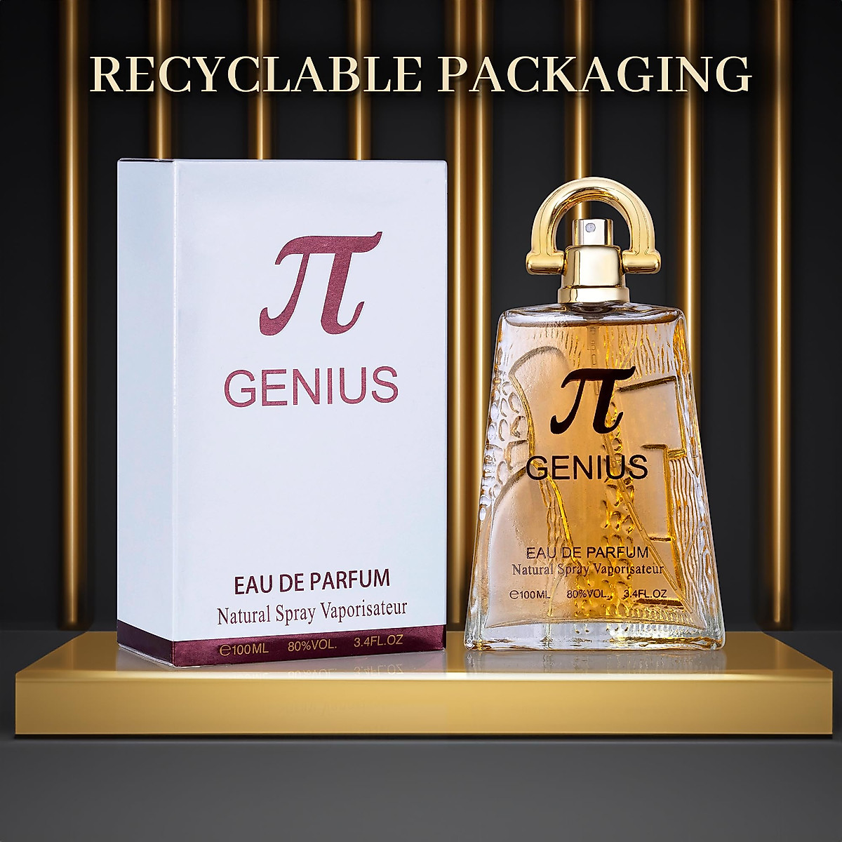 Genius for Men Eau De Parfum - High-End Fragrance with a Combination of Mandarin, Rosemary, Galbanum & Pine Needle - Fragrance That Will Get You Noticed - 100ml Bottle with 100% recycled box