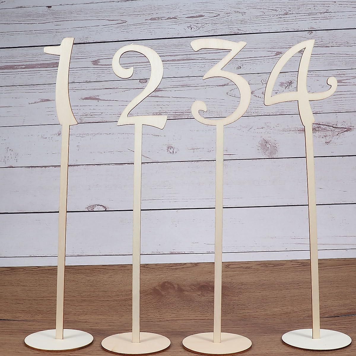 Amosfun Wooden Table Numbers 1-10 Wedding Table Numbers with Holder Base Suitable for Wedding, Party, Events or Catering Decoration