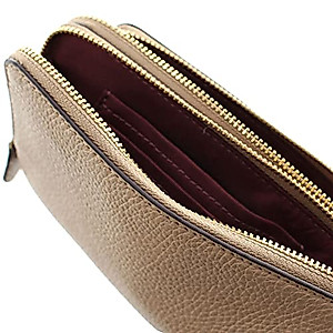 Coach Leather Double Corner Zip Wristlet Taupe Style No. 6649