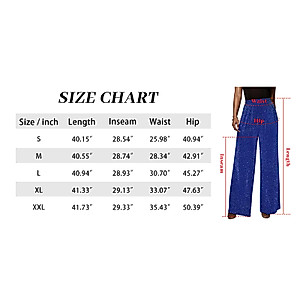 GUOLEZEEV Women Sparkle Party Pants Wide Leg Casual Loose Fit Long Palazzo Pant Black XL