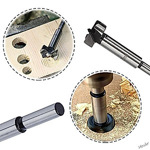 Houkr 5PCS Forstner Drill Bits Sets/15-35mm High Carbon Steel Long Round Shank Hinge Hole Cutter Drill Bit Set for Wood Plastic Plywood, Forstner Bit