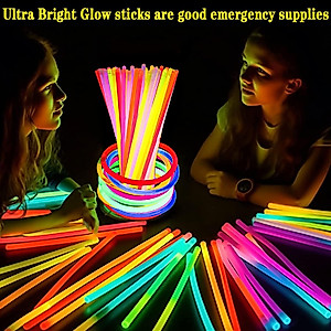 500 Pack Halloween Glow Sticks Bulk Party Pack Glow In The Dark Party Supplies Glow Sticks Necklaces Bracelets with Connectors 8" Glowsticks Halloween Birthday Party Favors Accessories Decorations