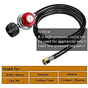 DOZYANT 0-30 PSI Adjustable Propane Regulator with 4 Feet QCC1/Type1 Hose - Fits for Propane Burner Turkey Fryer Smoker and More Appliances - Safety Certified