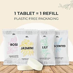 MaisoNovo Foaming Soap Dispenser with Concrete Tray - Hand Soap Refills for Foaming Dispenser - Clear Bottle w.Tray 14 oz - 12 Mix Tablets